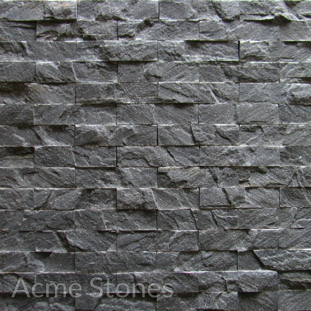 Brick Pattern Sagar Black Split Face 1"x3" - Acme Stones